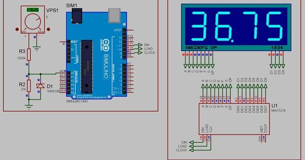 Arduino 50v Digital Voltmeter Using Max7219 Dijital Elektronik Arduino Devre Paylaşım Platformu