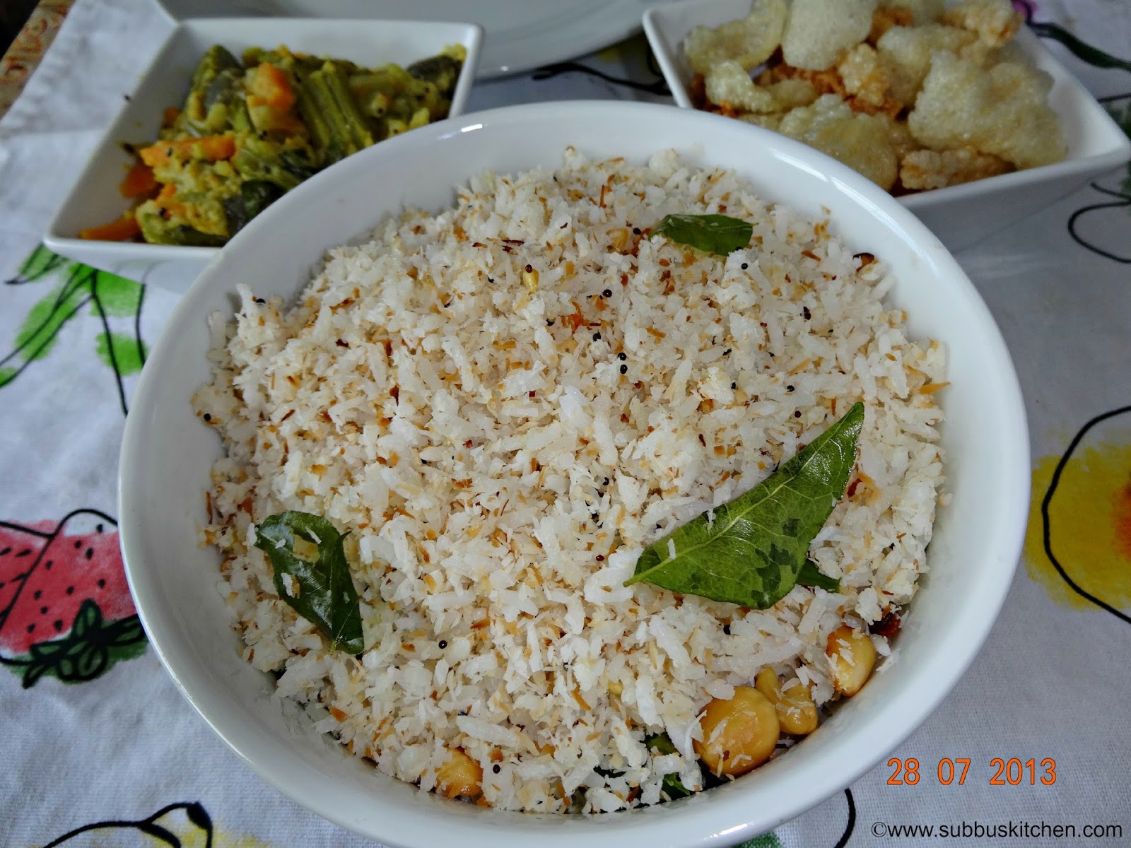 Coconut Rice Recipe | Thengai Sadam Recipe - Subbus Kitchen