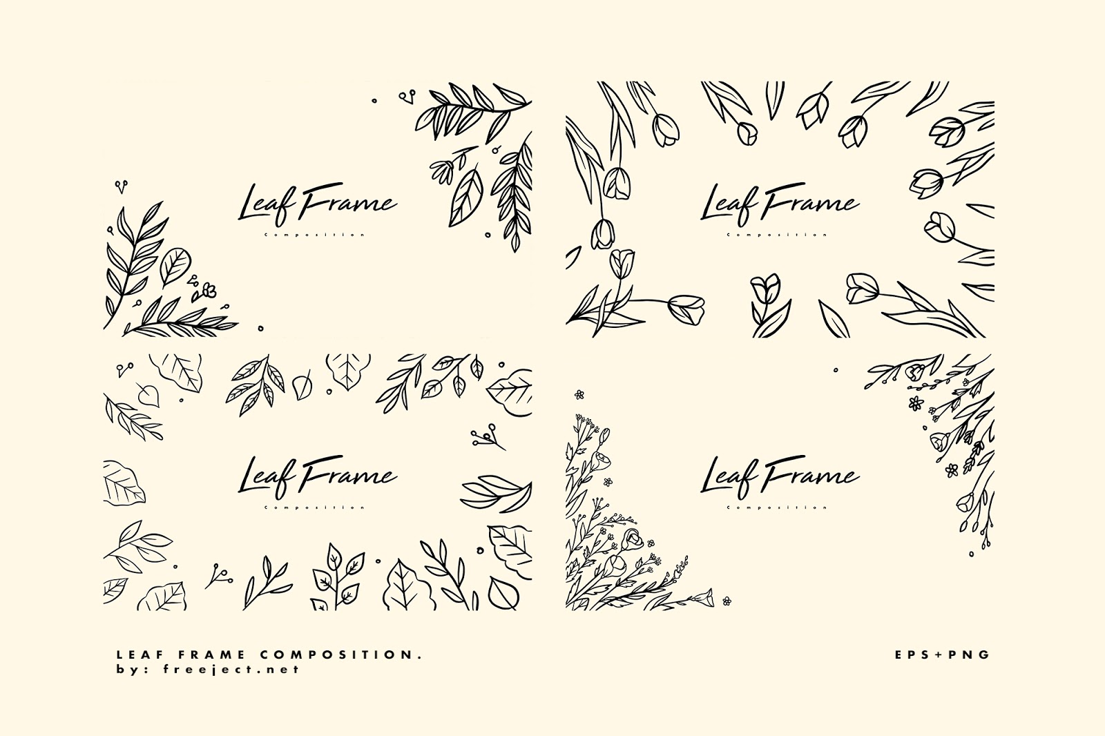 Free Downoad Vector Leaf Frame Composition - EPS File