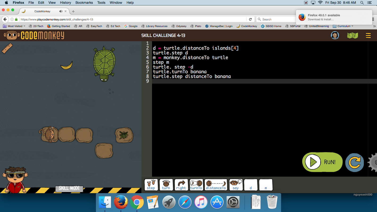 Intro to CS: Skill Builders CodeMonkey 4-13 and Challenge 69