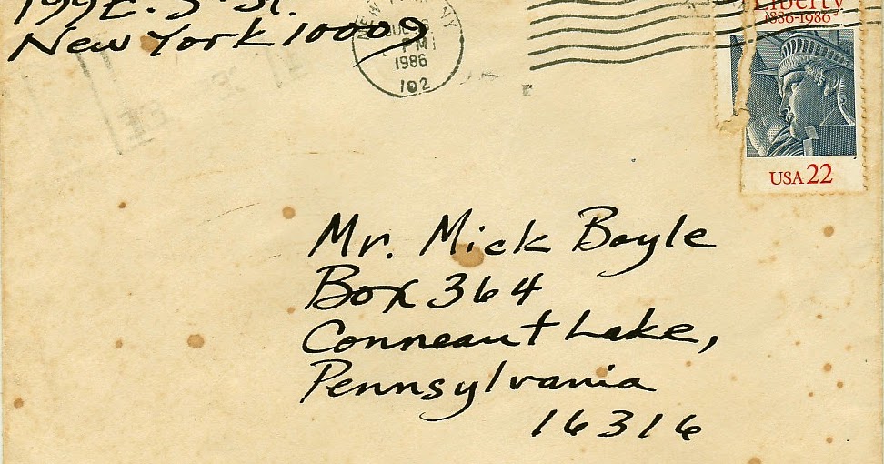 Mick Boyle Mail Art: John Evans to Mick Boyle 1986