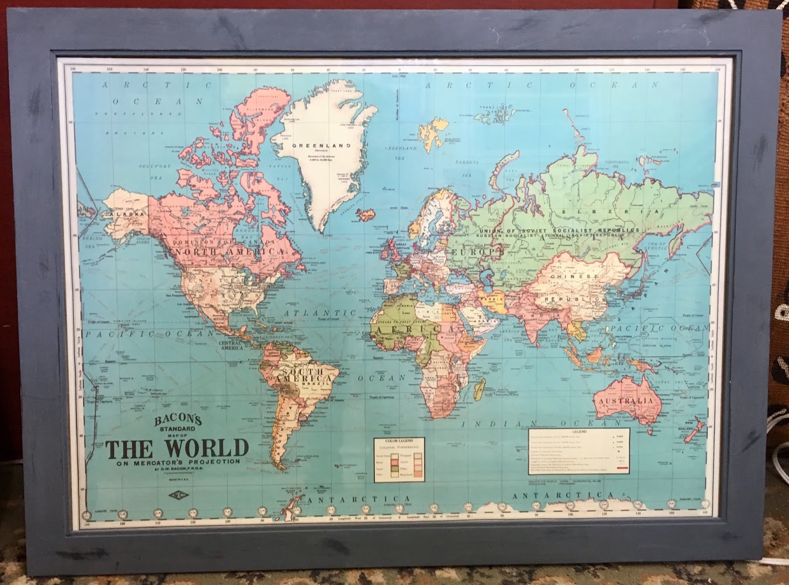 Uhuru Furniture & Collectibles: Framed Art, Bacon's Standard Map of the ...