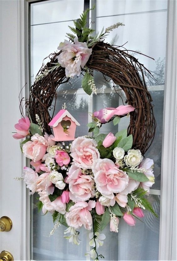 45 Spring Wreath Front Door Decor Ideas | ARA HOME