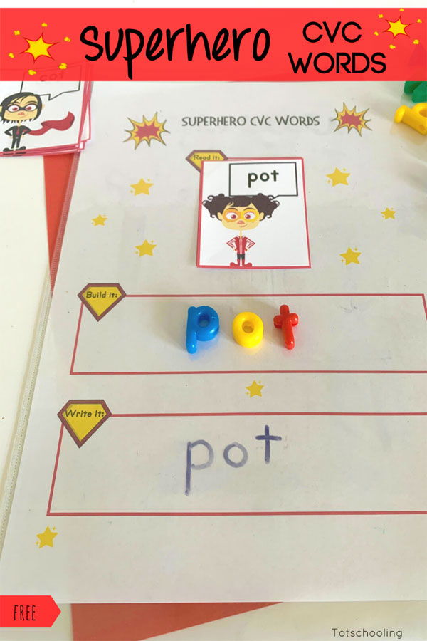 Superhero CVC Words: Read it, Build it, Write it | Totschooling ...