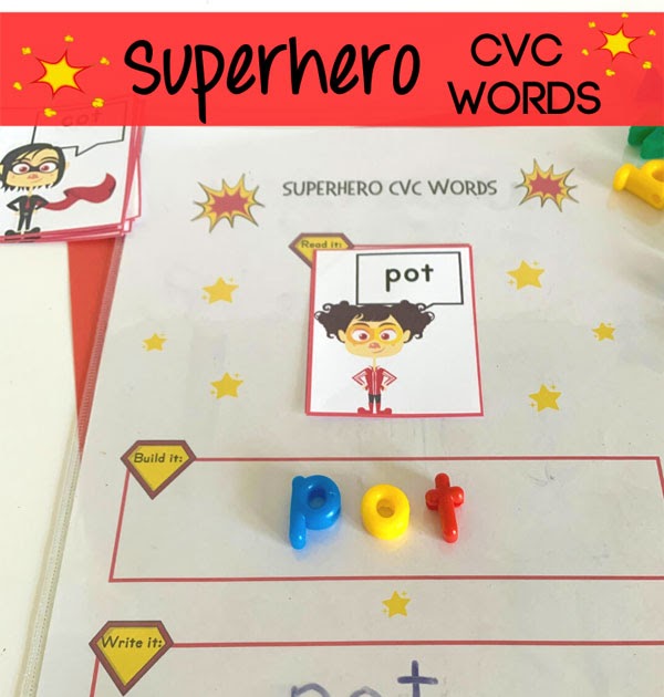 Superhero CVC Words: Read it, Build it, Write it | Totschooling ...