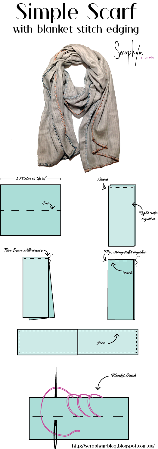 Simple DIY Scarf with Embroidered Edging