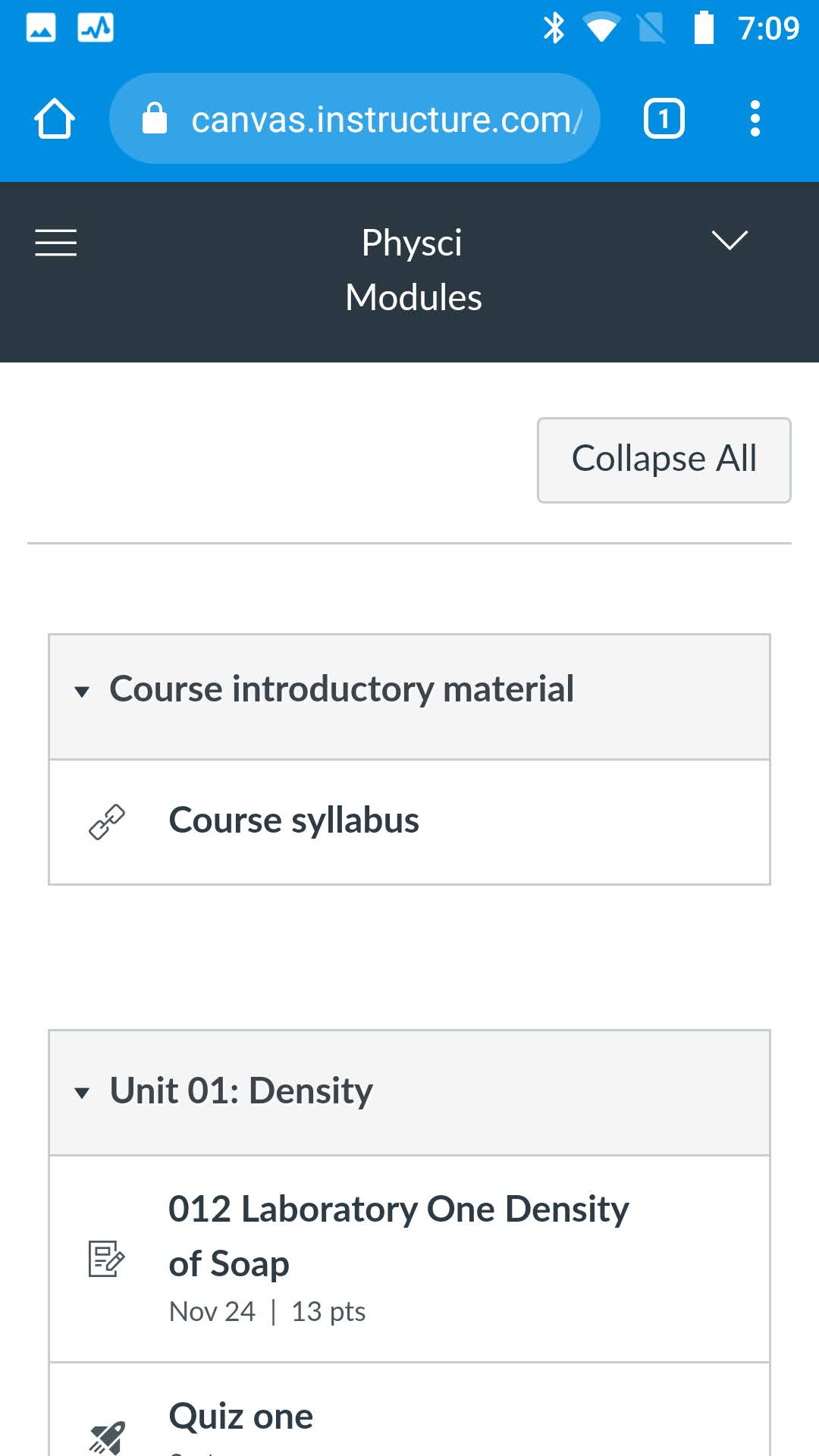 Instructure Canvas exploration from student on mobile point of view