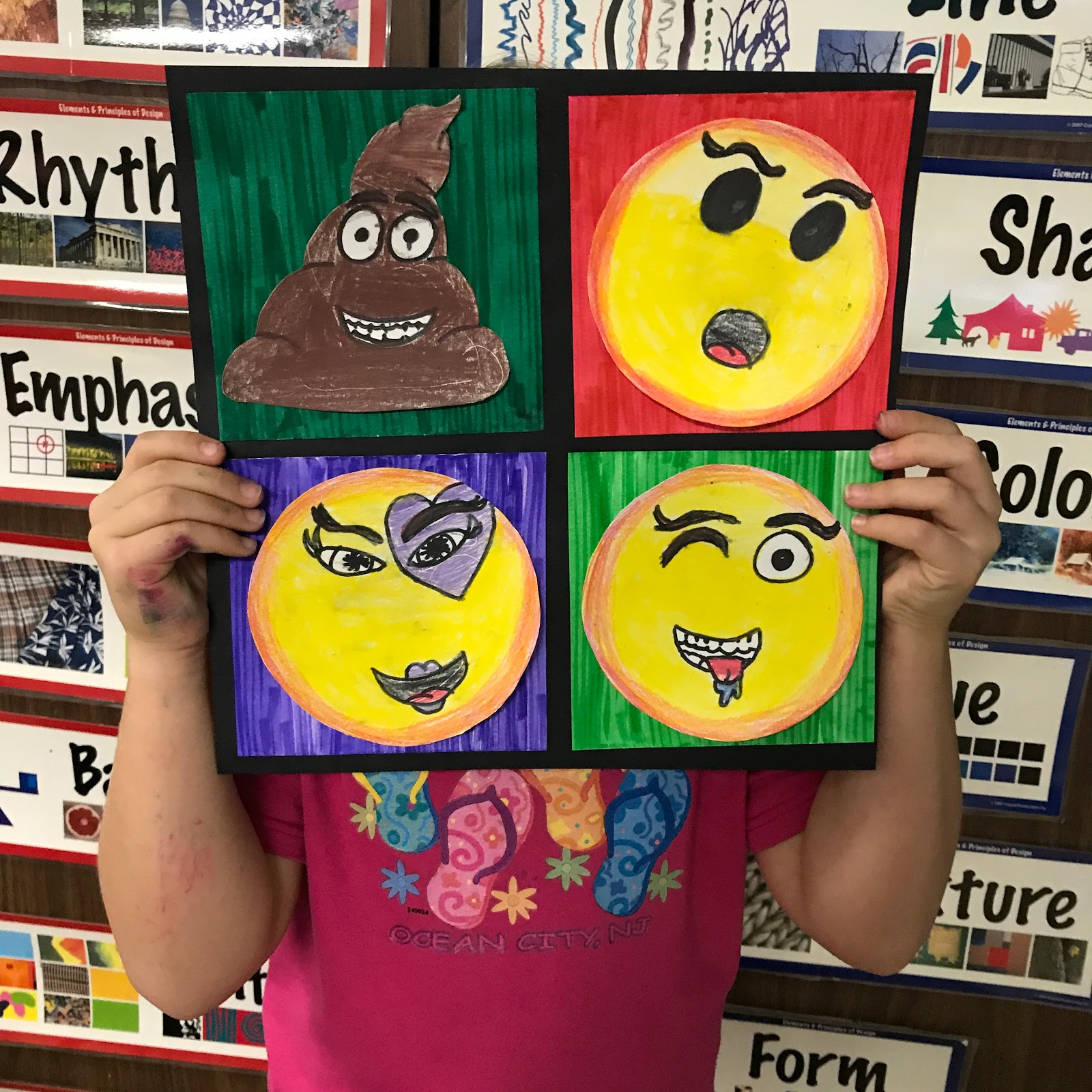 Elements of the Art Room: 4th Grade Pop Art Emojis 😄