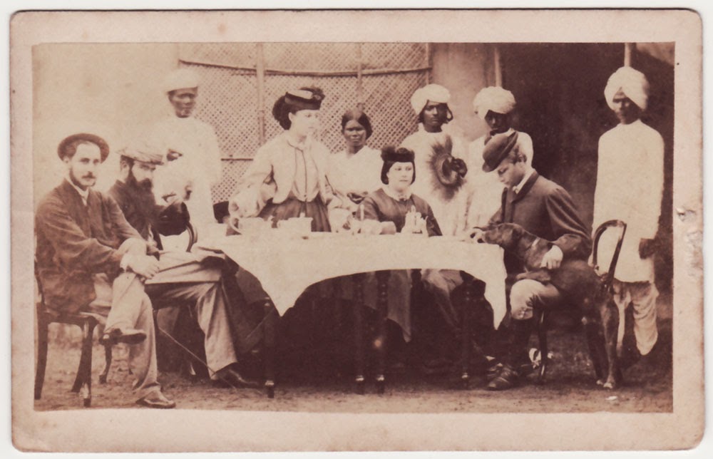 A Party at Table, Indian Servants Standing beside - c1890's - Old ...