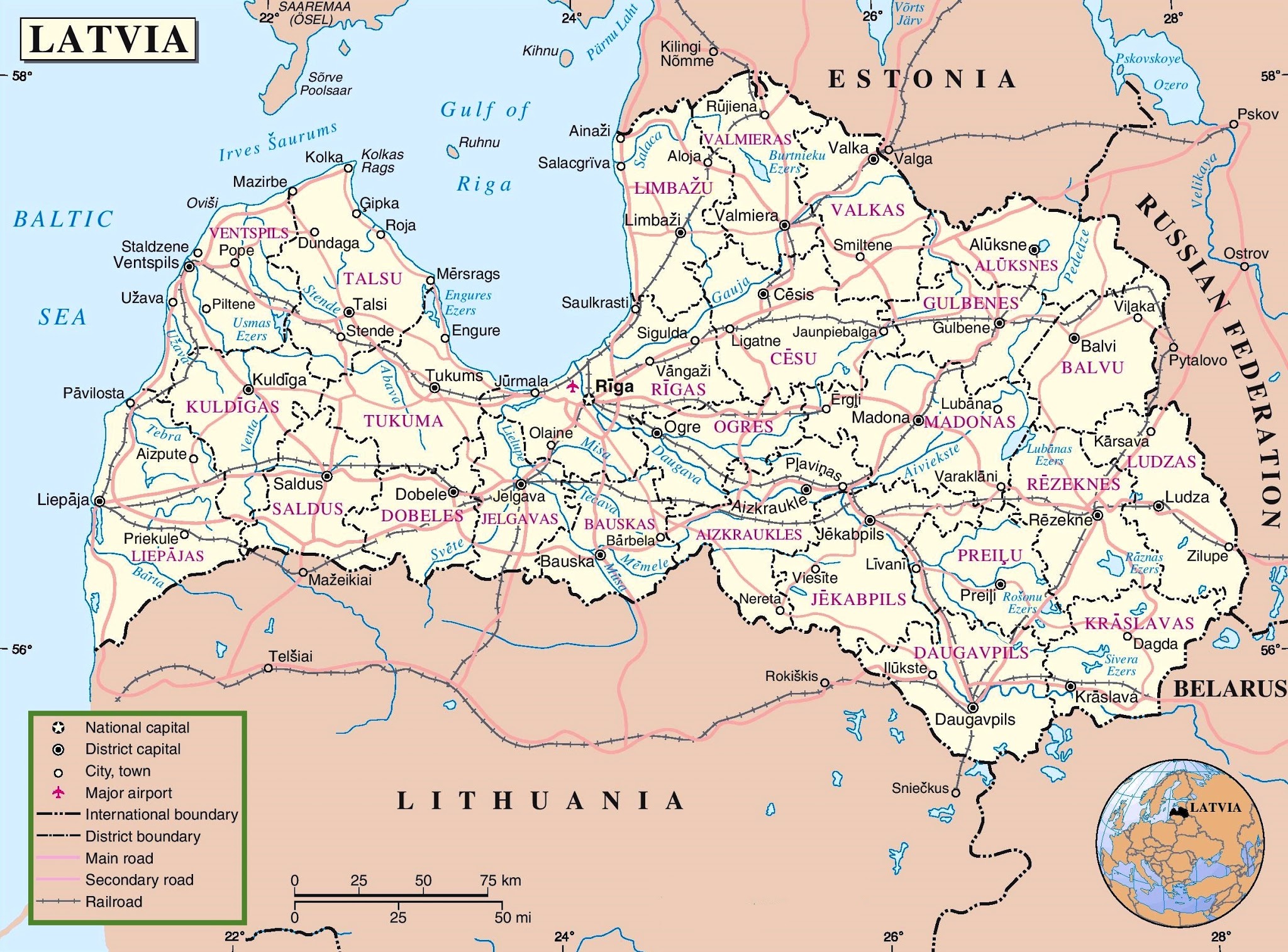 Republic of Latvia Map