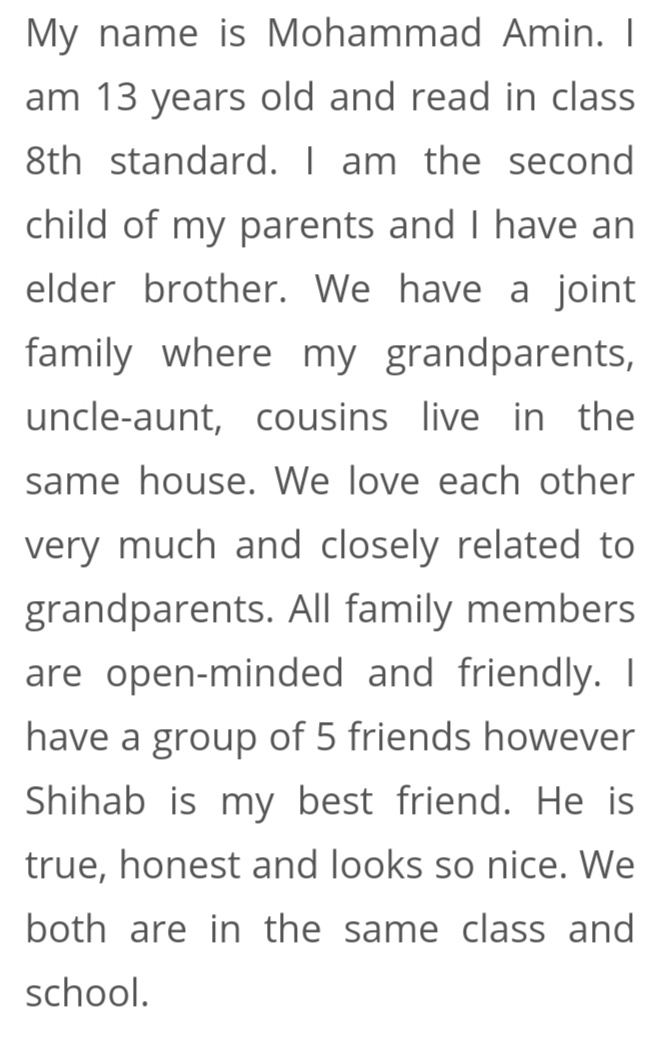 My Self Paragraph For Class 1 2 3 4 5 6 7 8 9 10 11 12