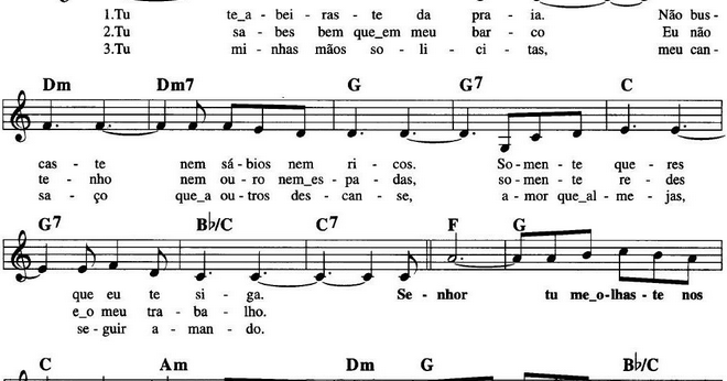 Cifras e Partituras Litúrgicas: Tu, te abeiraste na praia (A Barca)