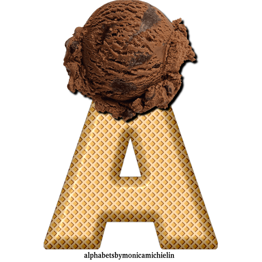 M. Michielin Alphabets: 3 - CHOCOLATE ICE CREAM CONE ALPHABET PNG