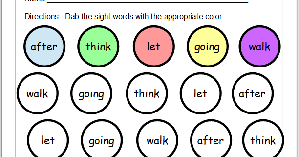 Dab a Sight Word Dolch 1st Grade
