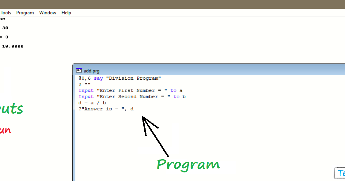 Program for Division in FoxPro