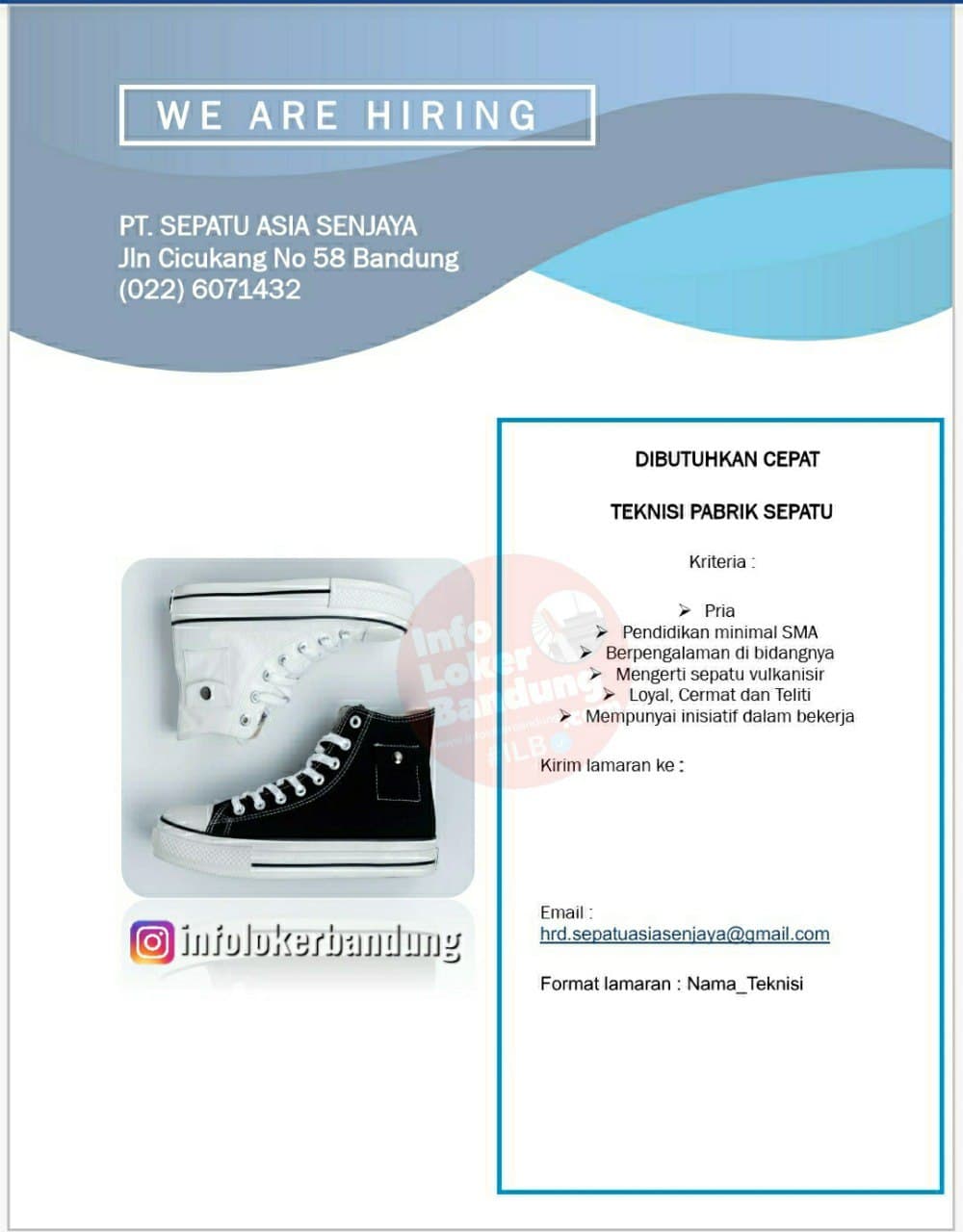 Lowongan Kerja PT. Sepatu Asia Senjaya Bandung Januari 2021 - Info ...