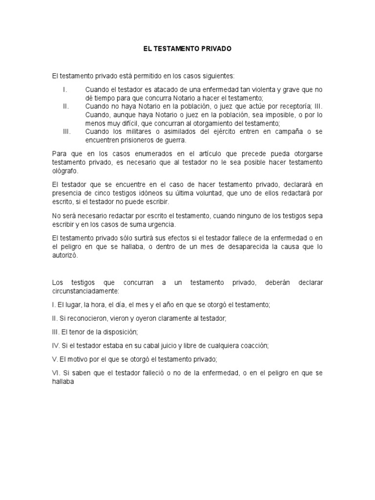 modelo de testamento particular - wood scribd braxin