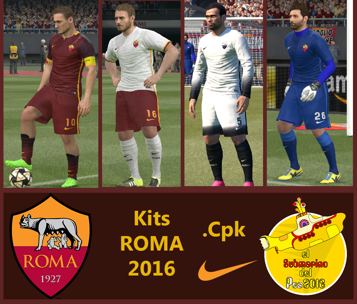 El Submarino del PES: KITs LA ROMA 2016.cpk pes 2015/2016