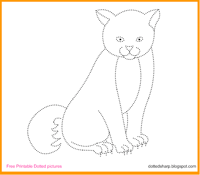 Free Dotted Printable for kids: Dotted Cat drawing