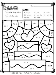 An Apple For The Teacher: Valentine's Day Color By Number Addition and ...