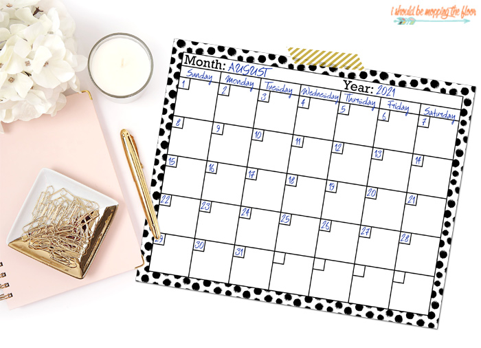 Free Printable Blank Calendar Pages | i should be mopping the floor