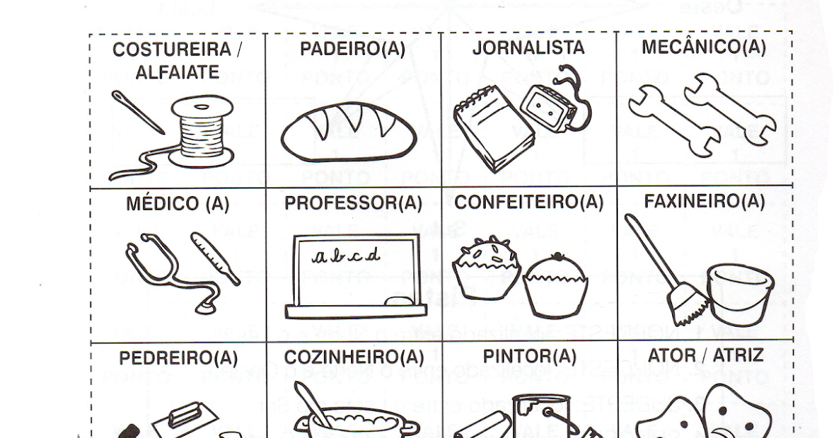 Hoje tem atividade!!: Bingo das profissões