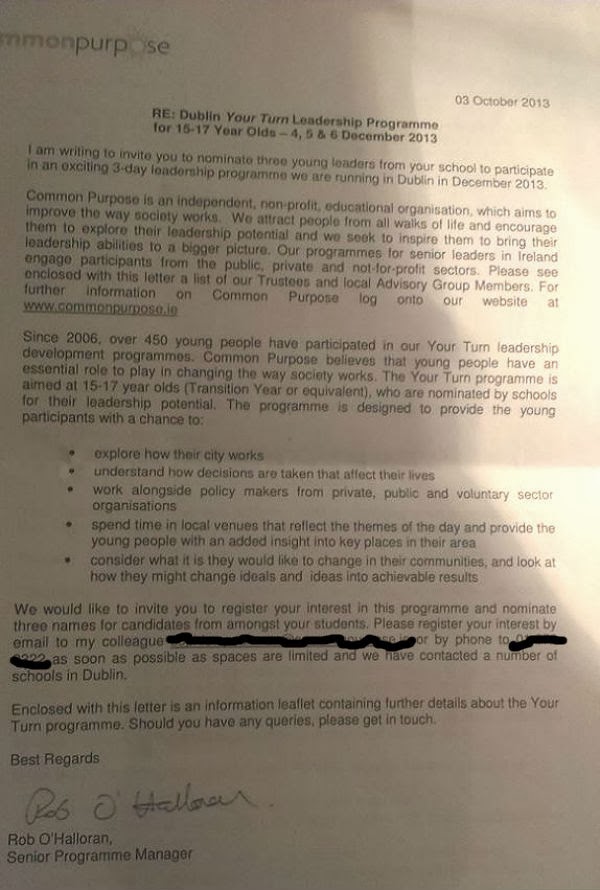 Thomas Sheridan's Official Blog: Common Purpose Irish Education ...