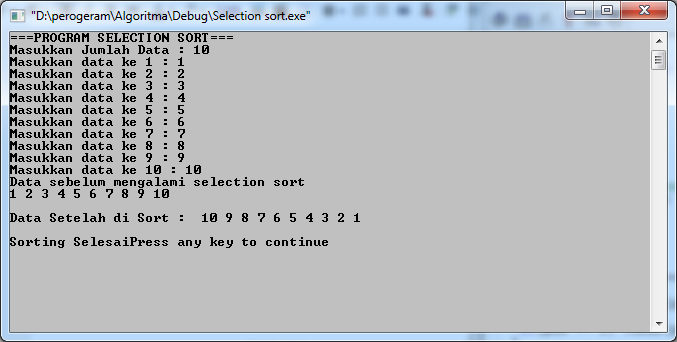 Selection Sort Descending ~ Pendtiumpraz