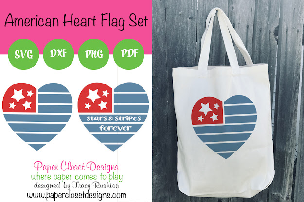 July's free file American Heart Flag Set - Paper Closet Designs