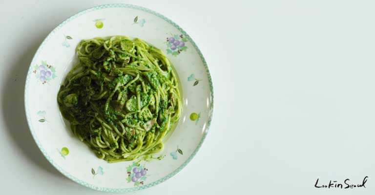 How to make spinach Spaghetti! - lookinSeoul