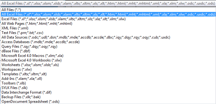 Jenis-jenis File pada Excel - Mencakup Versi 2013