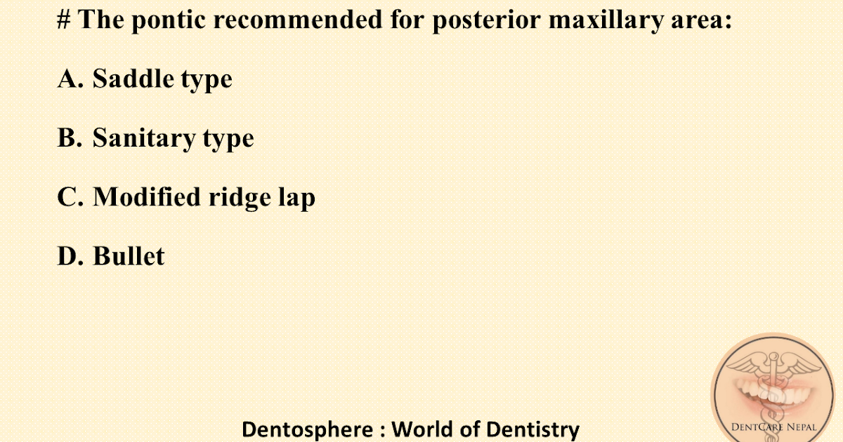 Dentosphere : World of Dentistry: The pontic recommended for posterior ...