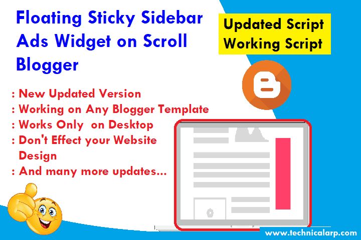 Floating Sticky Sidebar Ads Widget On Scroll Blogger ~ Technical Arp
