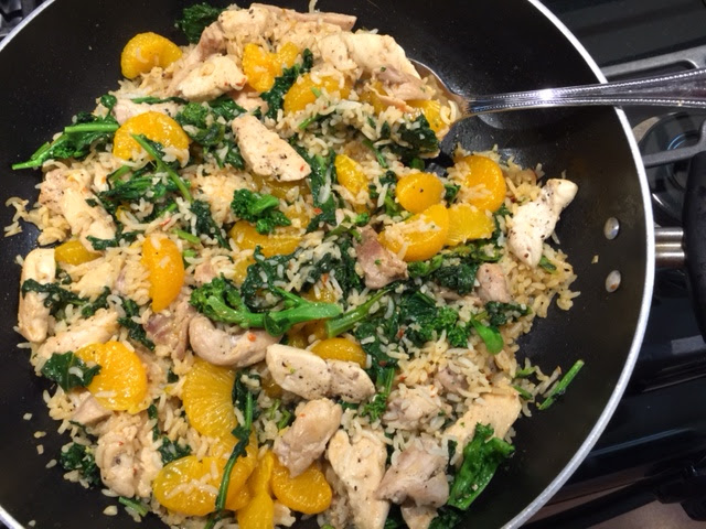 The Briny Lemon: Chicken and Rapini Skillet with Mandarin Orange Sauce