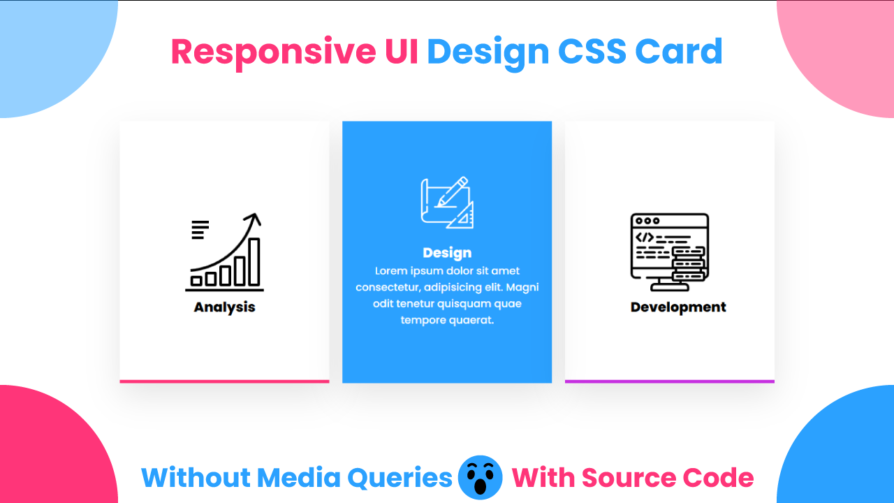 Responsive UI Design CSS Card Hover Effect | Without Media Queries