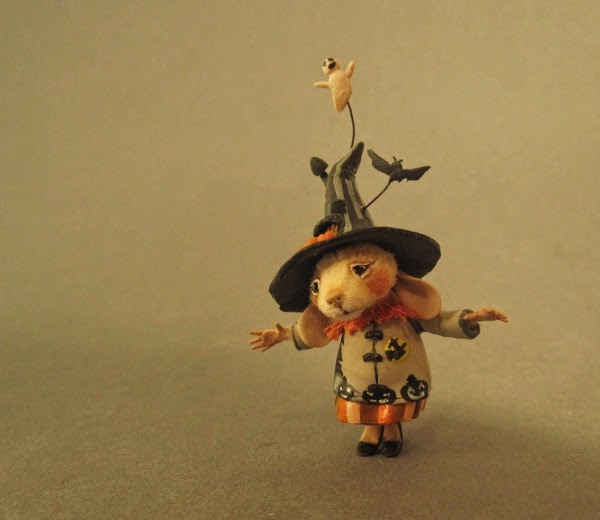 Aleah Klay Studio: Miniature Witch mouse Folk art painting #2 Halloween ...