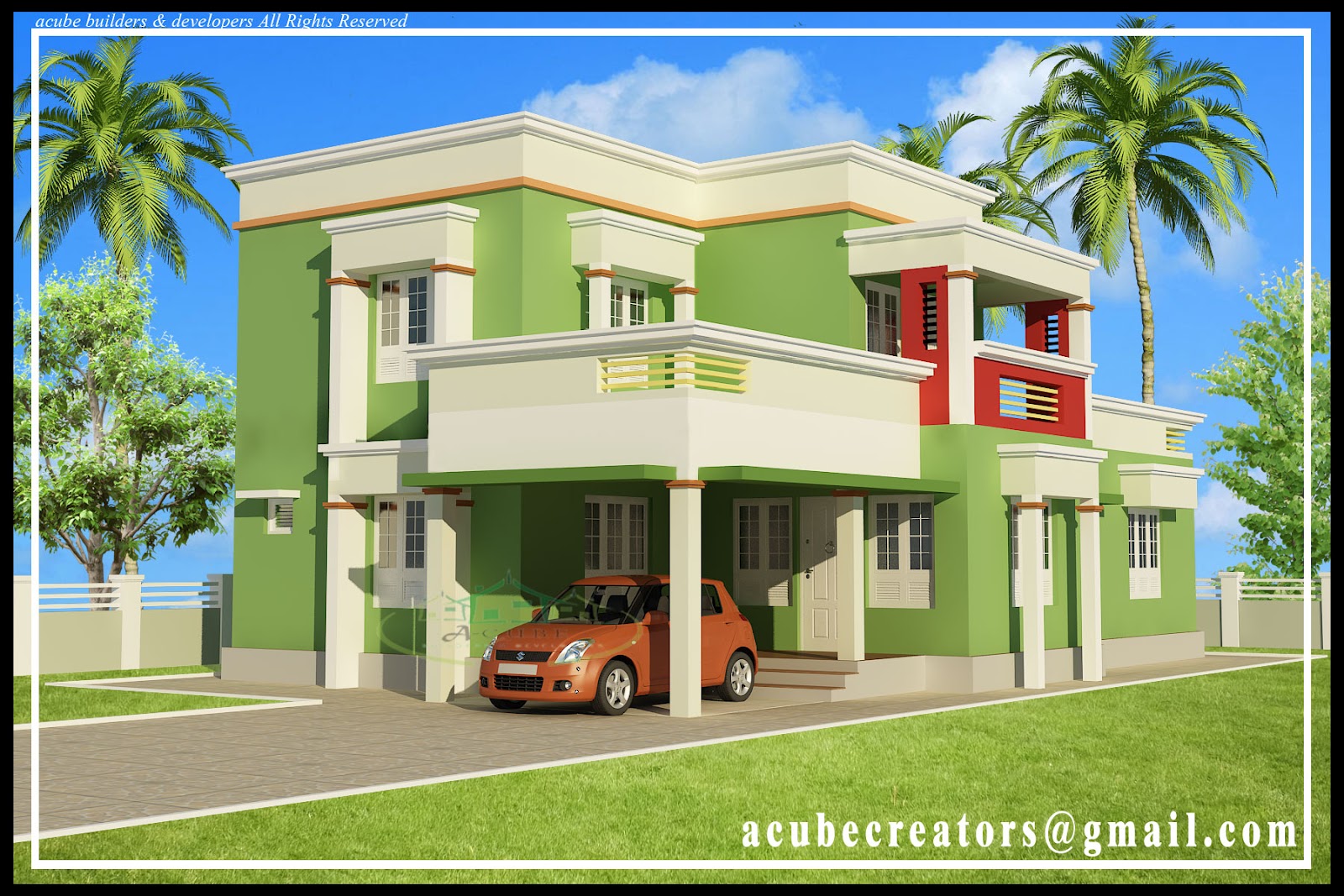 Simple & Cute modern home design - 1879 Sq.Ft. (Plan 136)