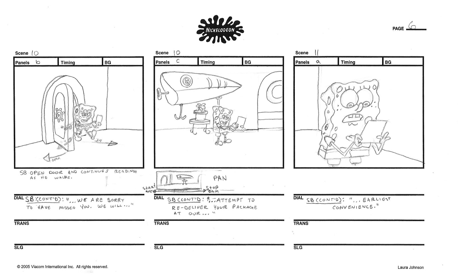 Laura K. Johnson: SpongeBob TV Storyboard