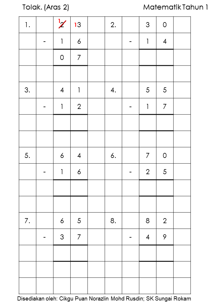 Matematik Bukan Sekadar Kira-kira... "Logical Thinking and Reasoning": Latihan Tolak tahun 1