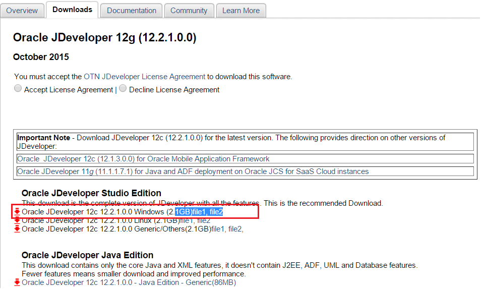 Ofm Lab Install Oracle Jdeveloper 12c 12 2 1 0 0