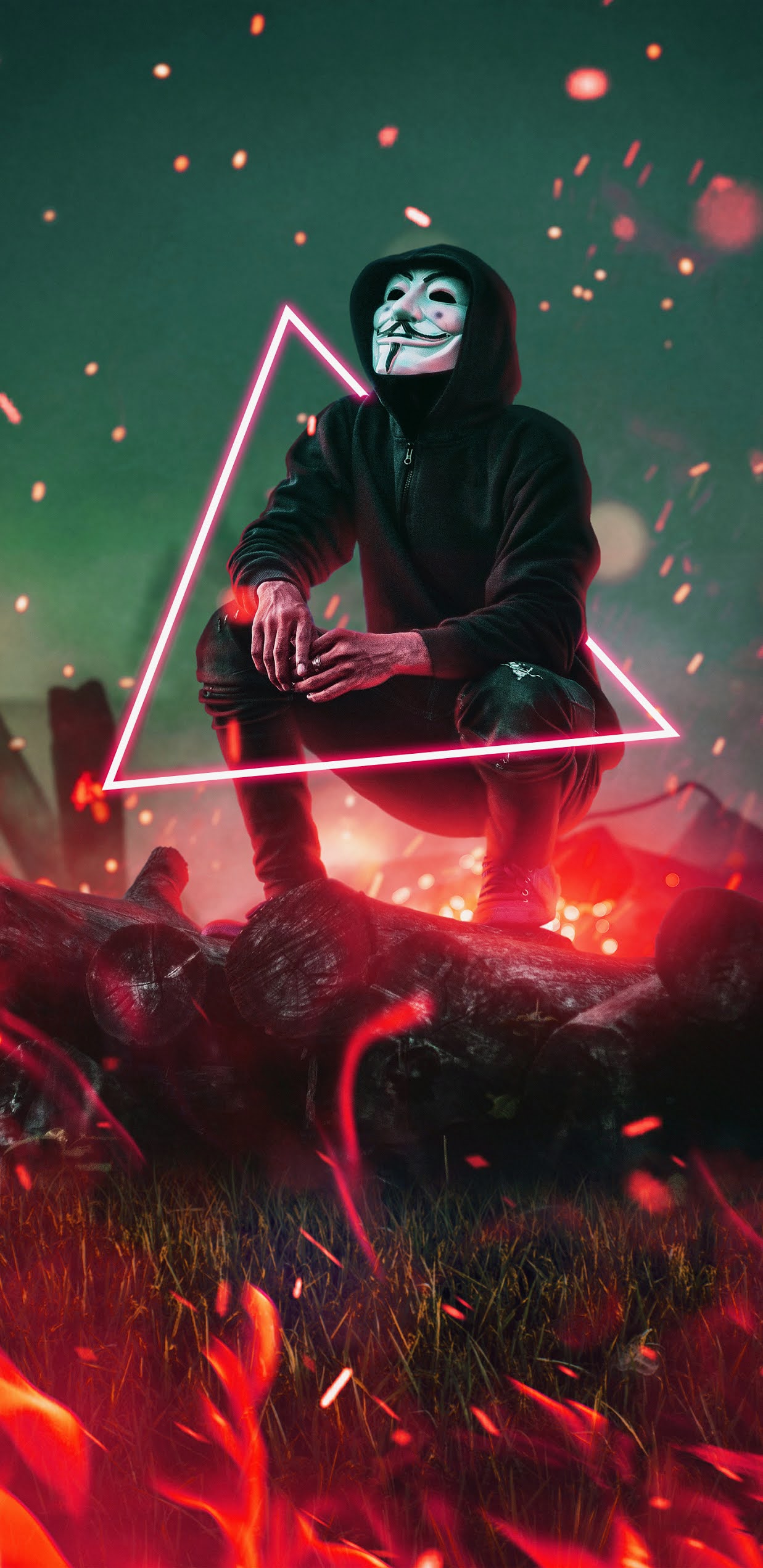 Anonymous mask man neon mobile wallpaper - HD Mobile Walls