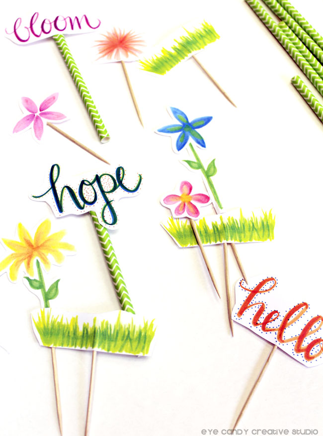 Eye Candy Creative Studio: FREEBIE :: Spring Floral Cupcake Toppers