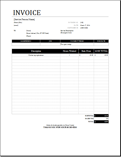 Handyman Invoices - Invoice Template