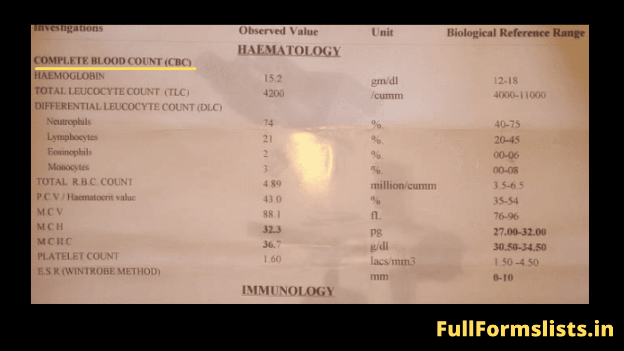 CBC Full Form In Hindi - सीबीसी टेस्ट क्या होता है?