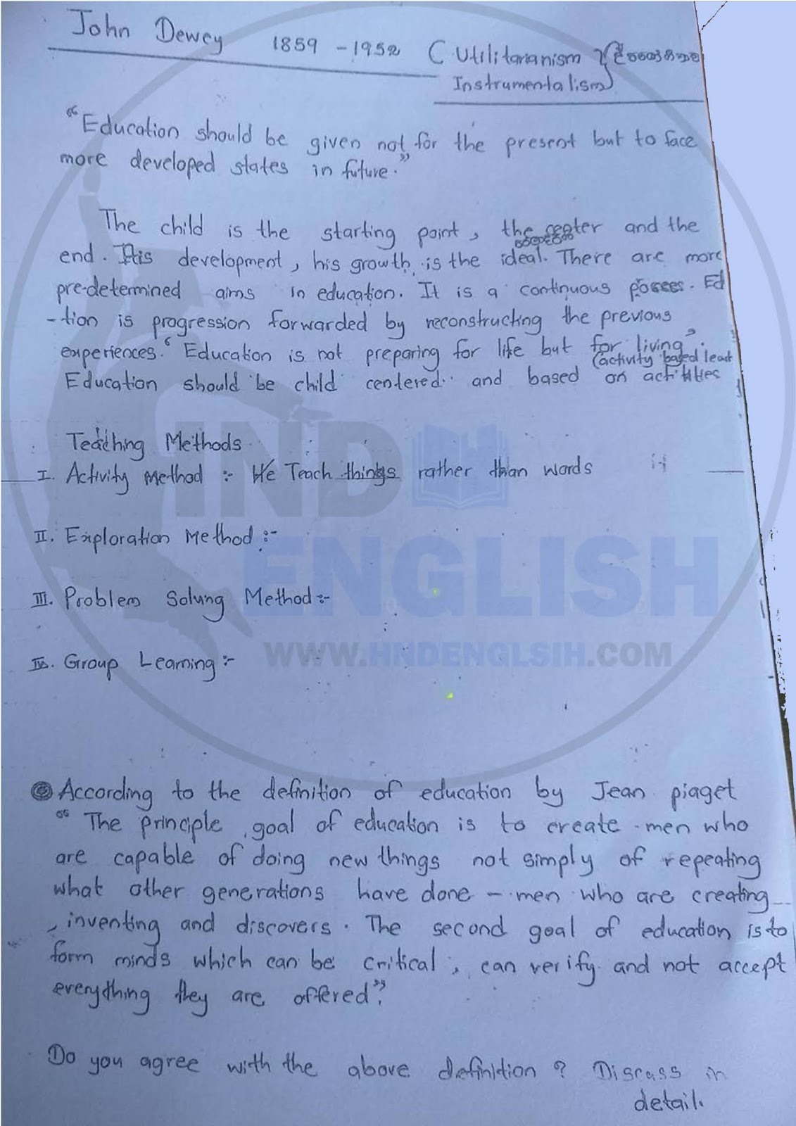 Full Notes | Principles Of Education | 2nd Yr - 2nd Sem