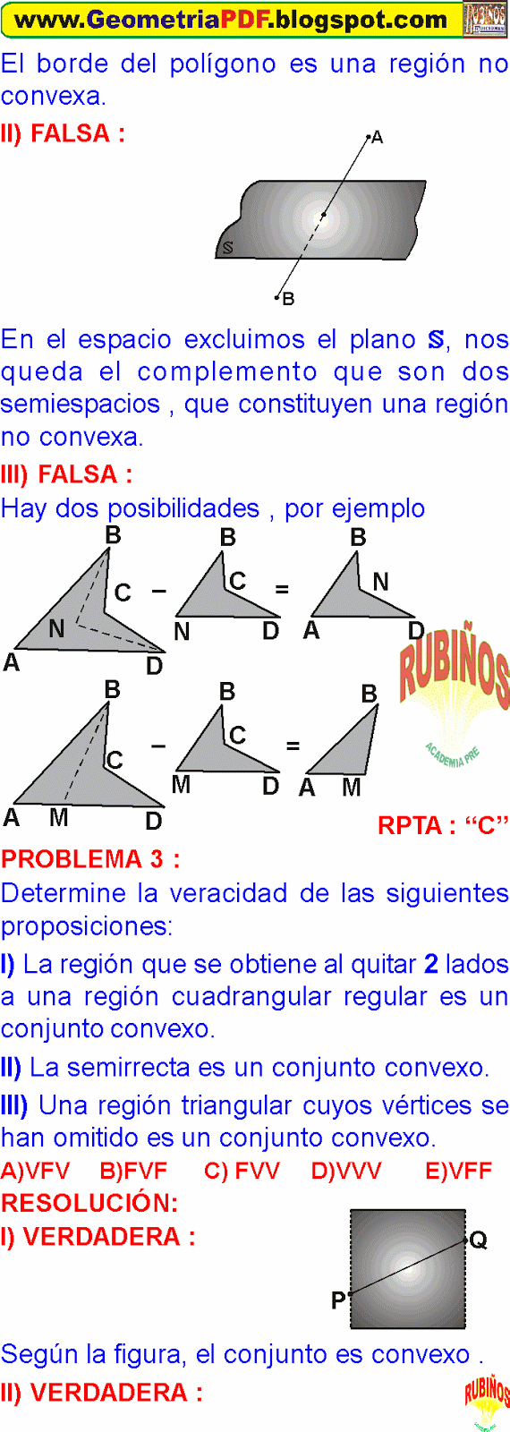 CONJUNTOS CONVEXOS EJERCICIOS RESUELTOS DE GEOMETRÍA PREUNIVERSITARIA PDF