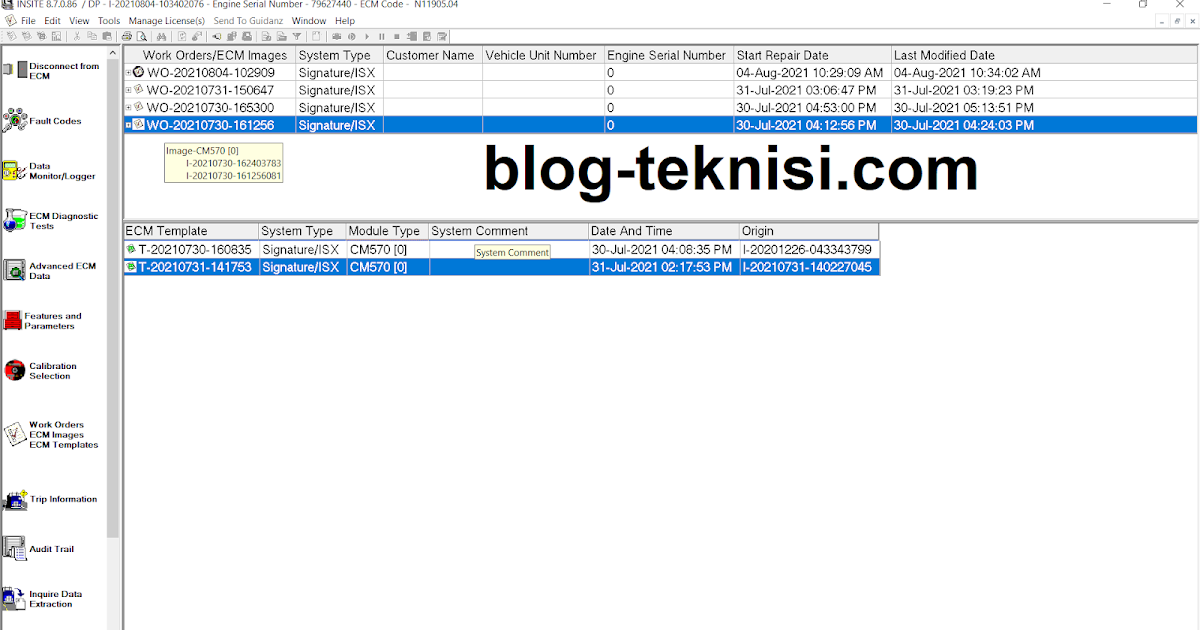 ECM Images on Cummins INSITE Software (CUMMINS Engines) - Blog.Teknisi