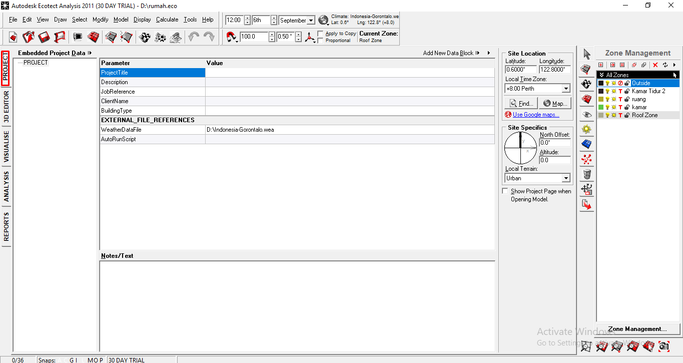 Ecotect Analysis : Pengenalan Tools - KnK Land