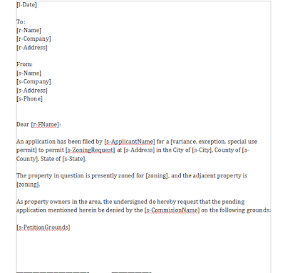 Notice of Opposition to Zoning Request letter Template | Any ...