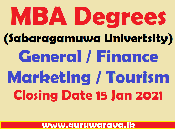 MBA Degrees (Sabaragamuwa Univertsity) - Teacher